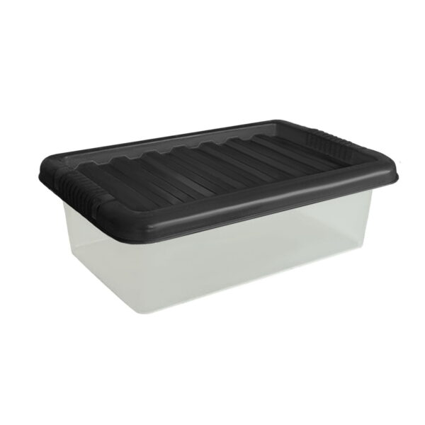 Plastic 6 Litre Box With Black Lid - Plastic Storage Box
