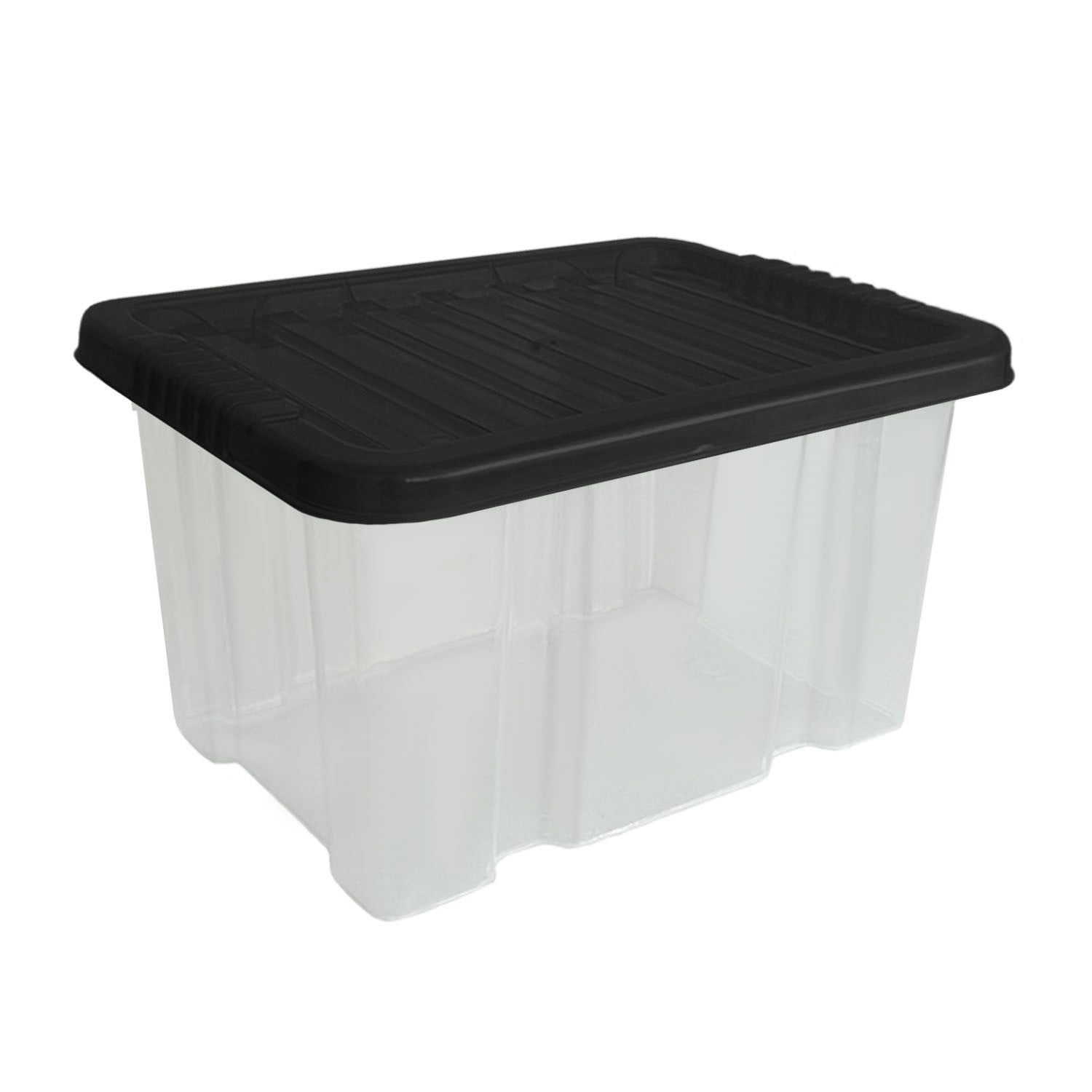 Plastic 24 Litre Box with Black Lid - Plastic Storage Box